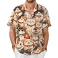 Cute Cartoon Lucky Cat Men's Shirts Short-Sleeved with All-Over Prints ...