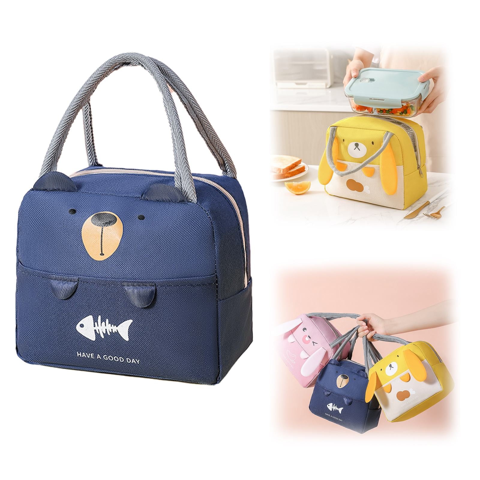 Cute Cartoon Lunch Box Bag With Thickened C,Bento Case，C，Nylon ...