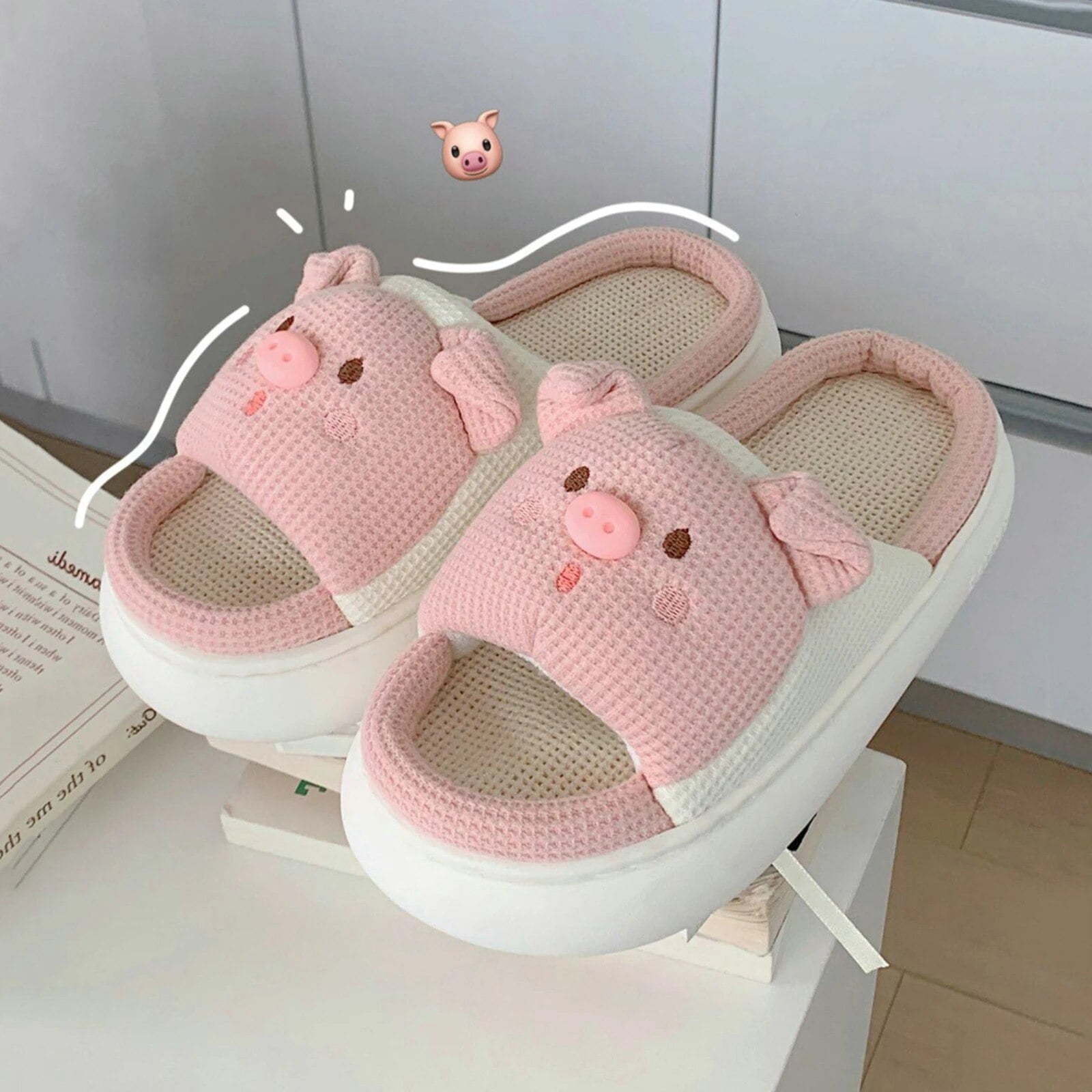 Cute Cartoon Milk Cow Home Slippers Men Thick Sole Open Toe Cotton ...