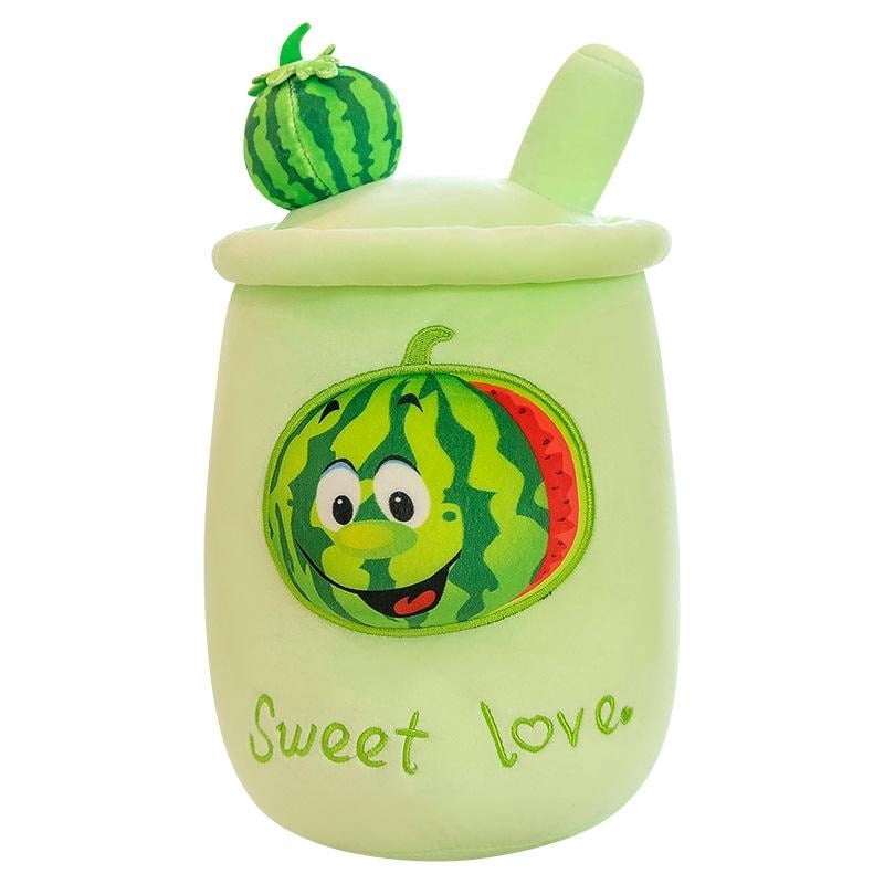 Cute Cartoon Milk Tea Cup Plush Toy Stuffed Fruit Peach watermelon ...