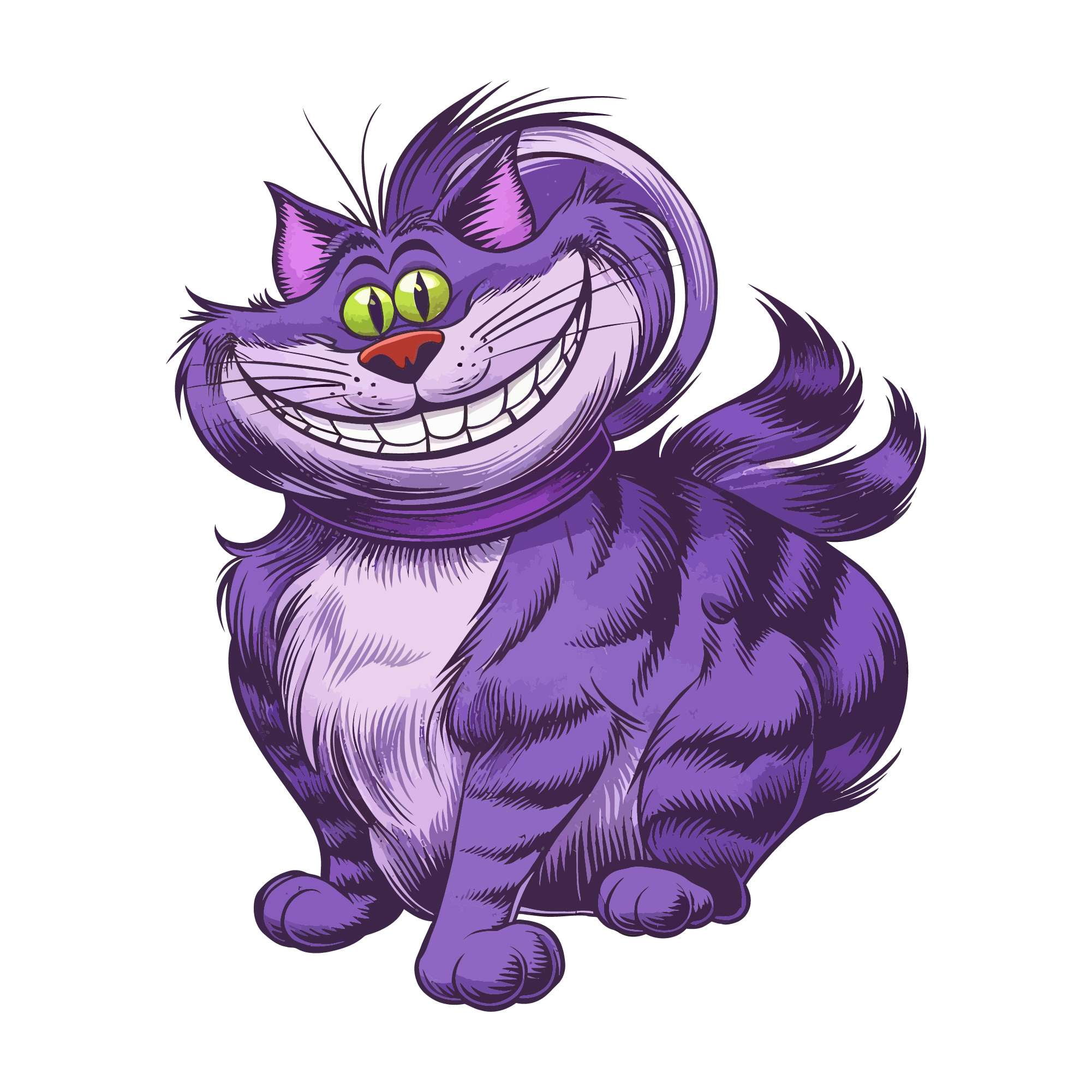 Cute Cartoon Mischievous Cat Mad Hatter Cheshire Cat Alice in ...