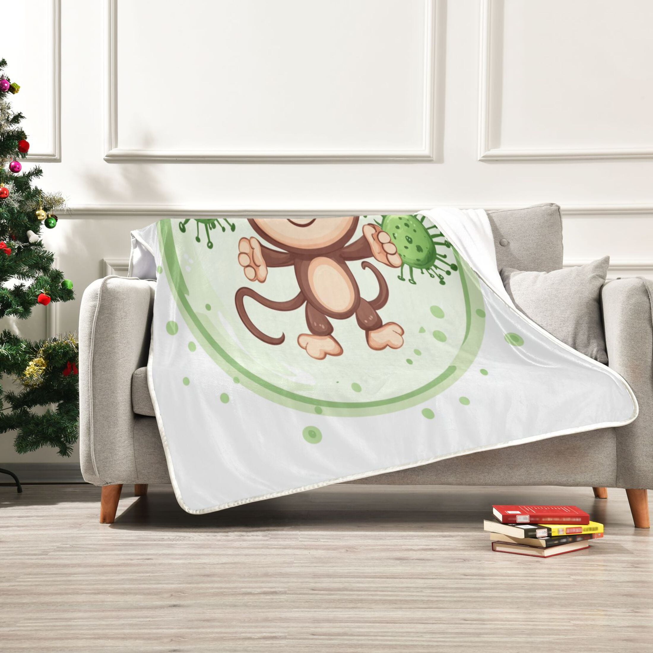 Cute Cartoon Monkey Blanket Bed Throws Soft Cozy Blankets Throw Blanket ...