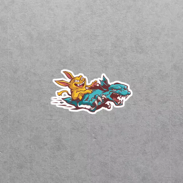 Cute Cartoon Monster Dragon Sticker - Colorful Fantasy Creature Decal ...