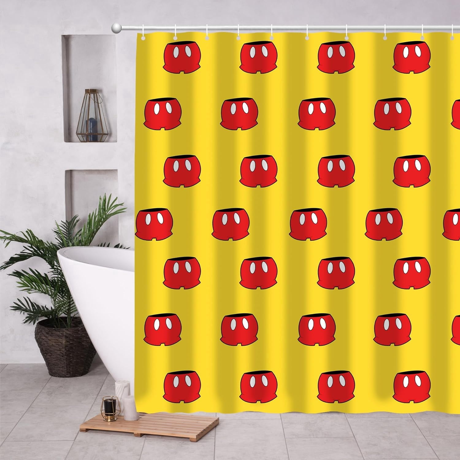 Cute Cartoon Mouse Shower Curtain Bath Curtain Sets Yellow Anime Home ...