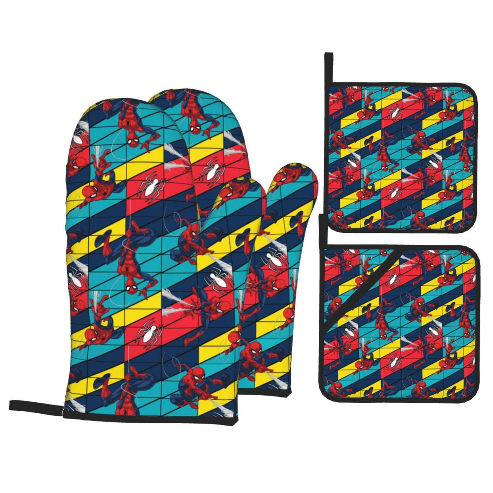 Cute Cartoon Movie Hero Printed Oven Mitts and Pot Holders 4 Pcs Set ...