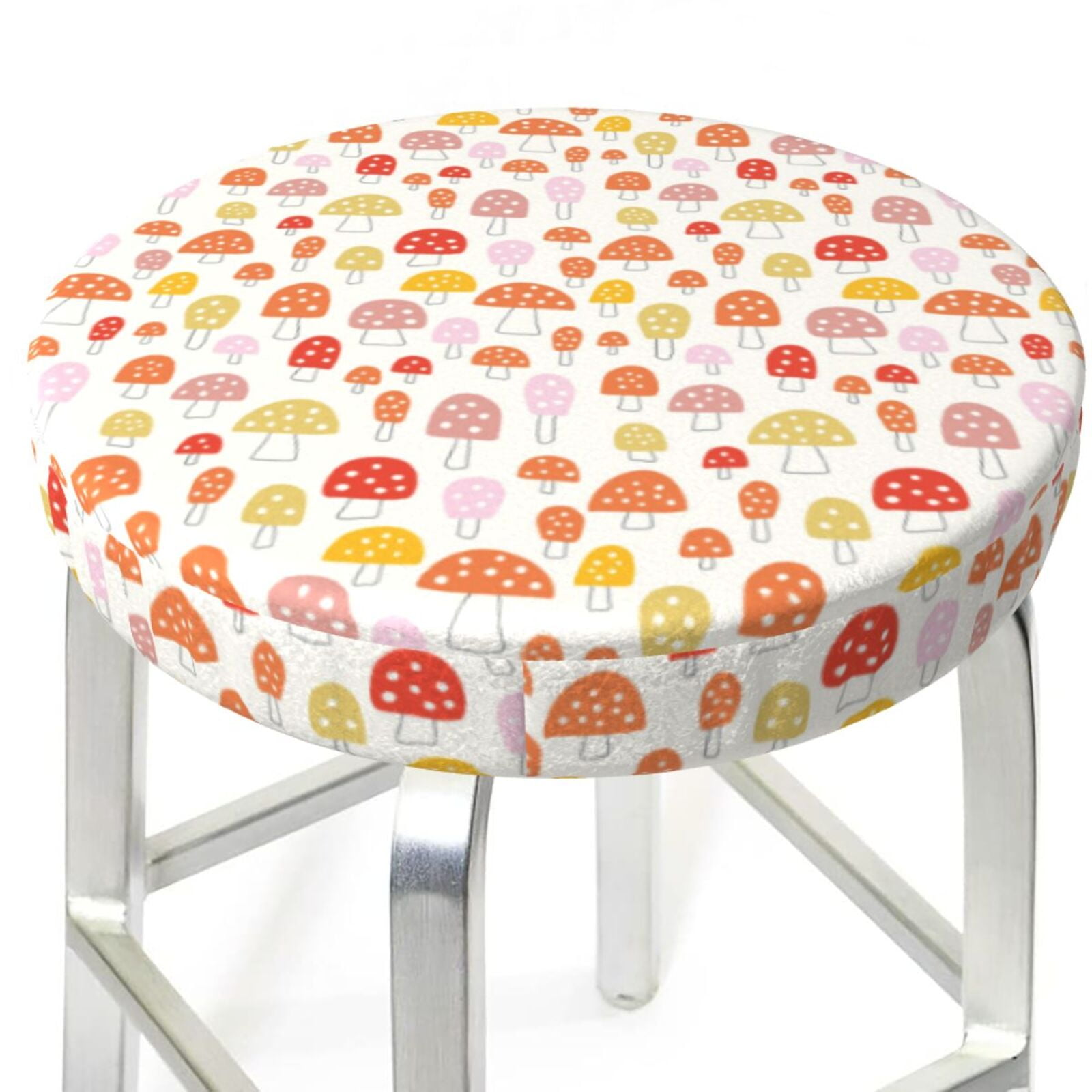 Cute Cartoon Mushrooms Bar Stool Covers - Stretch Round Seat Covers ...