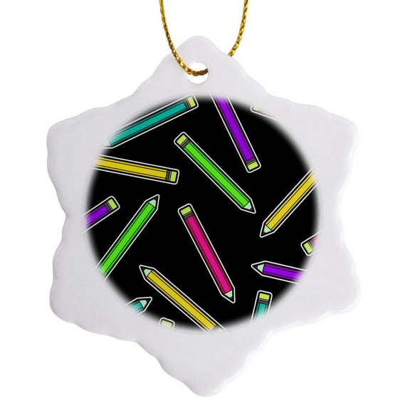 Cute Cartoon Neon Colored Pencil Print - Black, 3 inch Snowflake ...