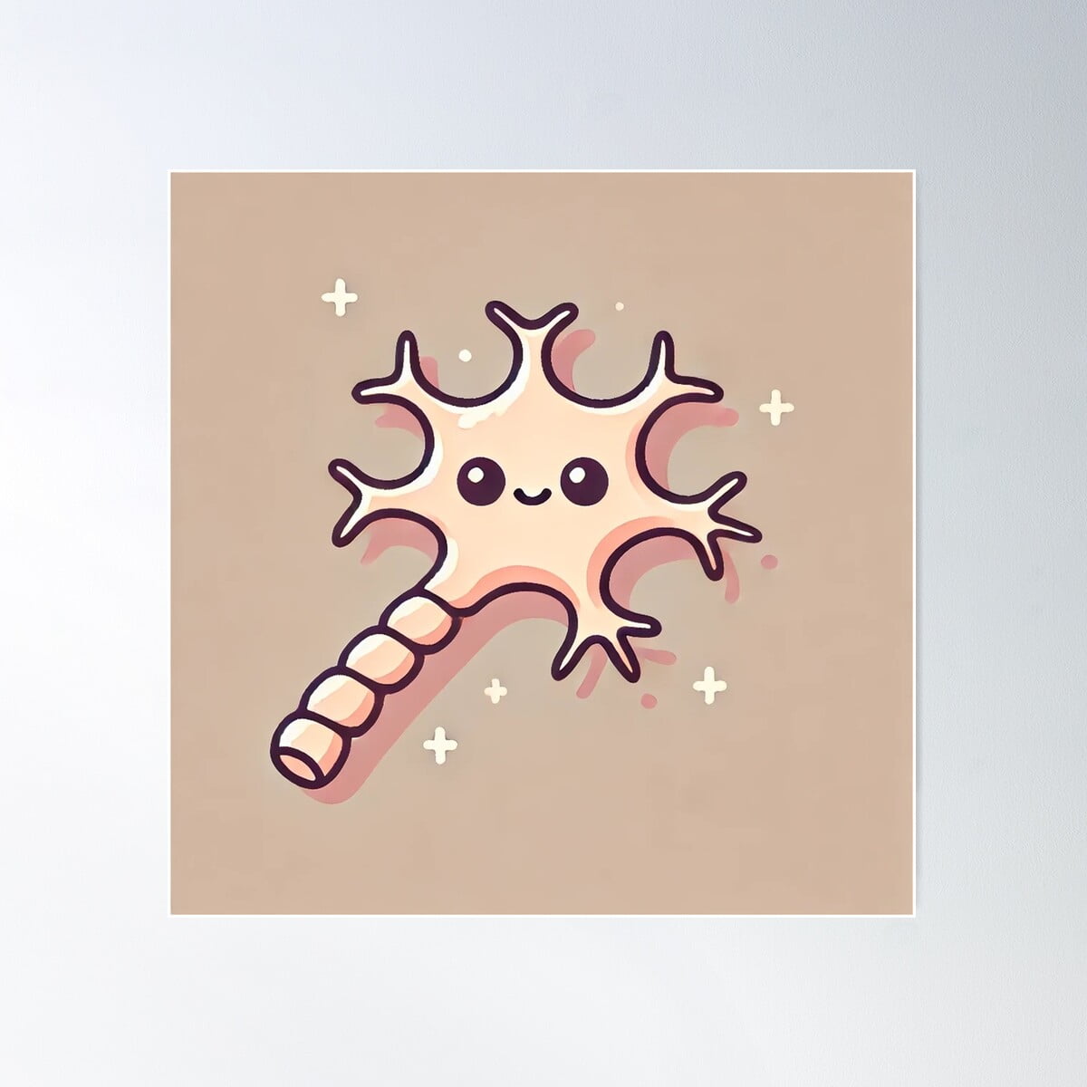 Cute Cartoon Neuron Poster Wall Art, Modern Wall Decor For Living Room ...