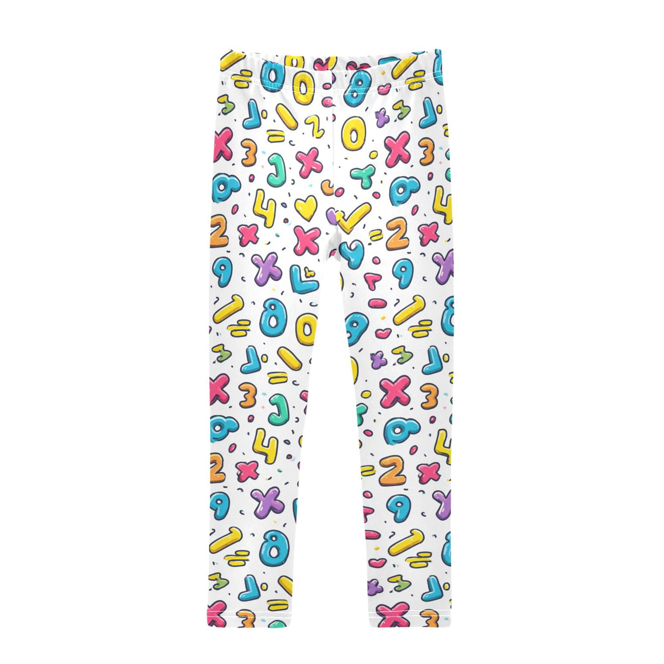 Cute Cartoon Numbers Printed Leggings Yoga Pants for in 4t to 10t ...