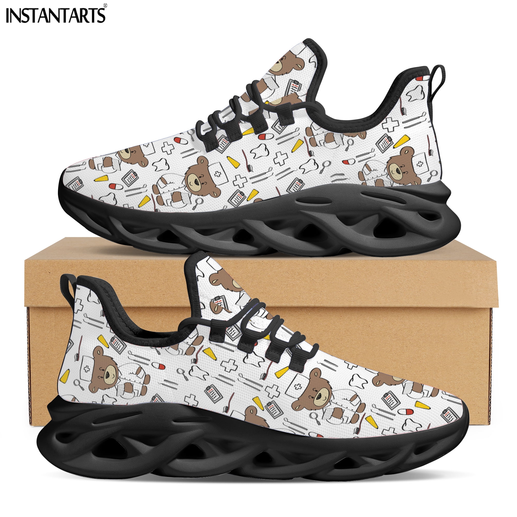 Cute Cartoon Nurse Bear Pattern Mesh Swing Shoes for Women Casual ...