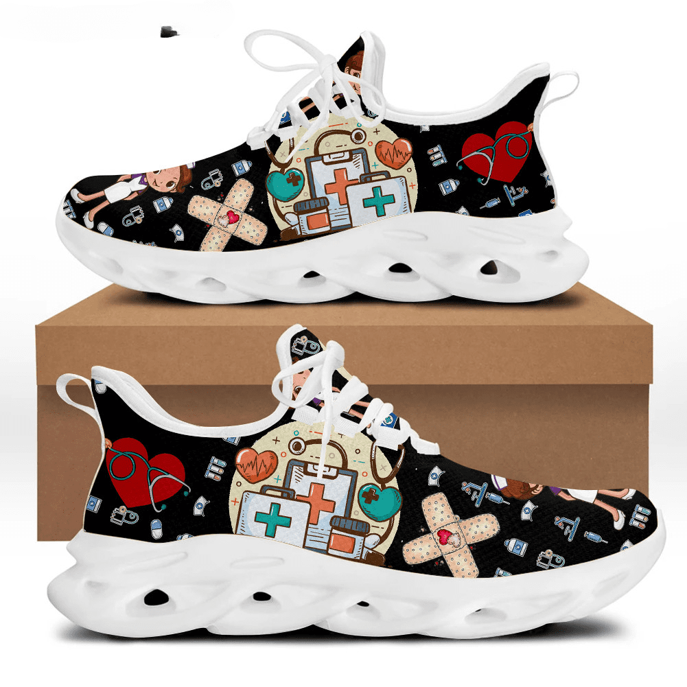 Cute Cartoon Nurse Doctor Medical Print Nurse Work Shoes for Women ...