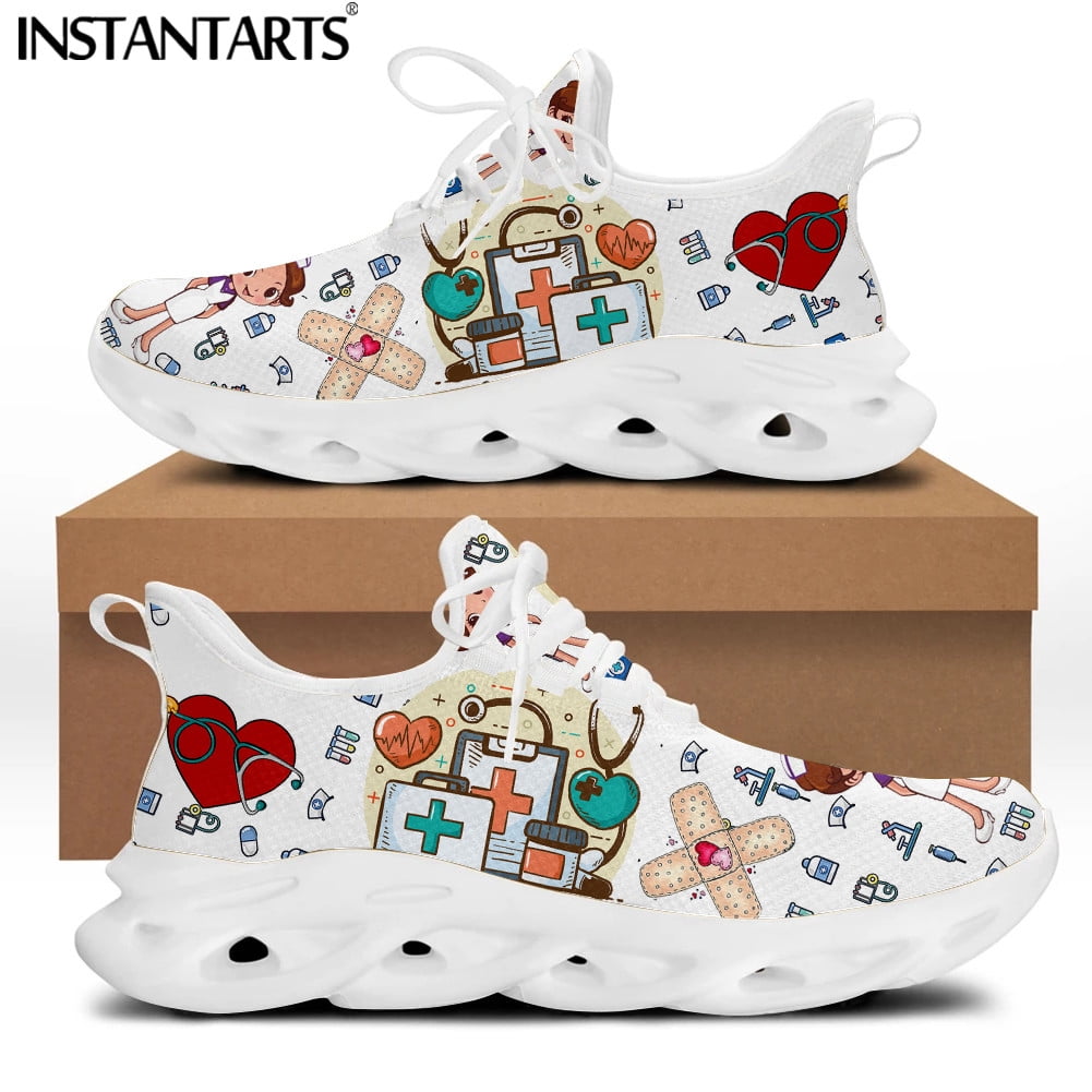 Cute Cartoon Nurse Doctor Medical Print Nurse Work Shoes for Women ...