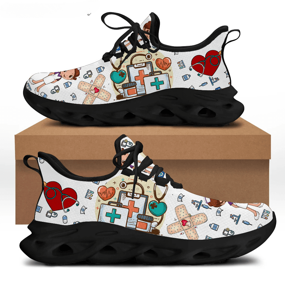 Cute Cartoon Nurse Doctor Medical Print Nurse Work Shoes for Women ...