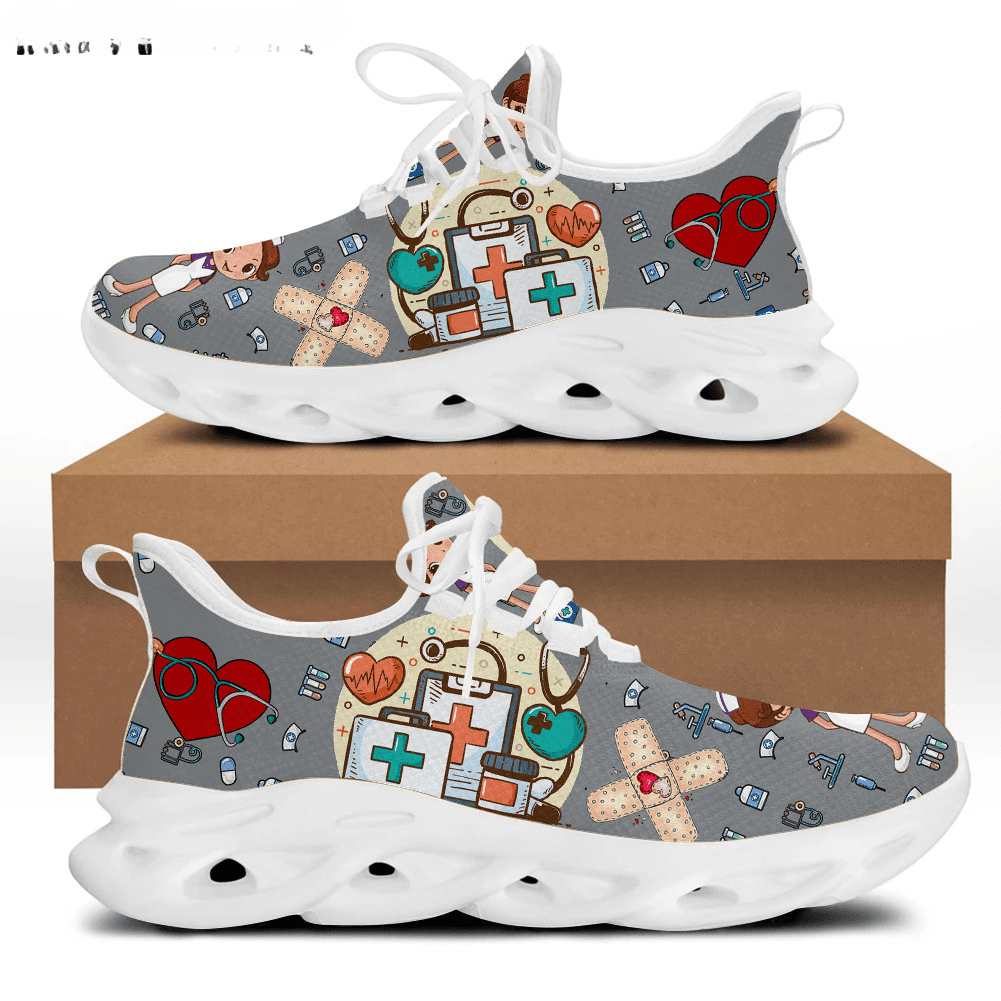 Cute Cartoon Nurse Doctor Medical Print Nurse Work Shoes for Women ...