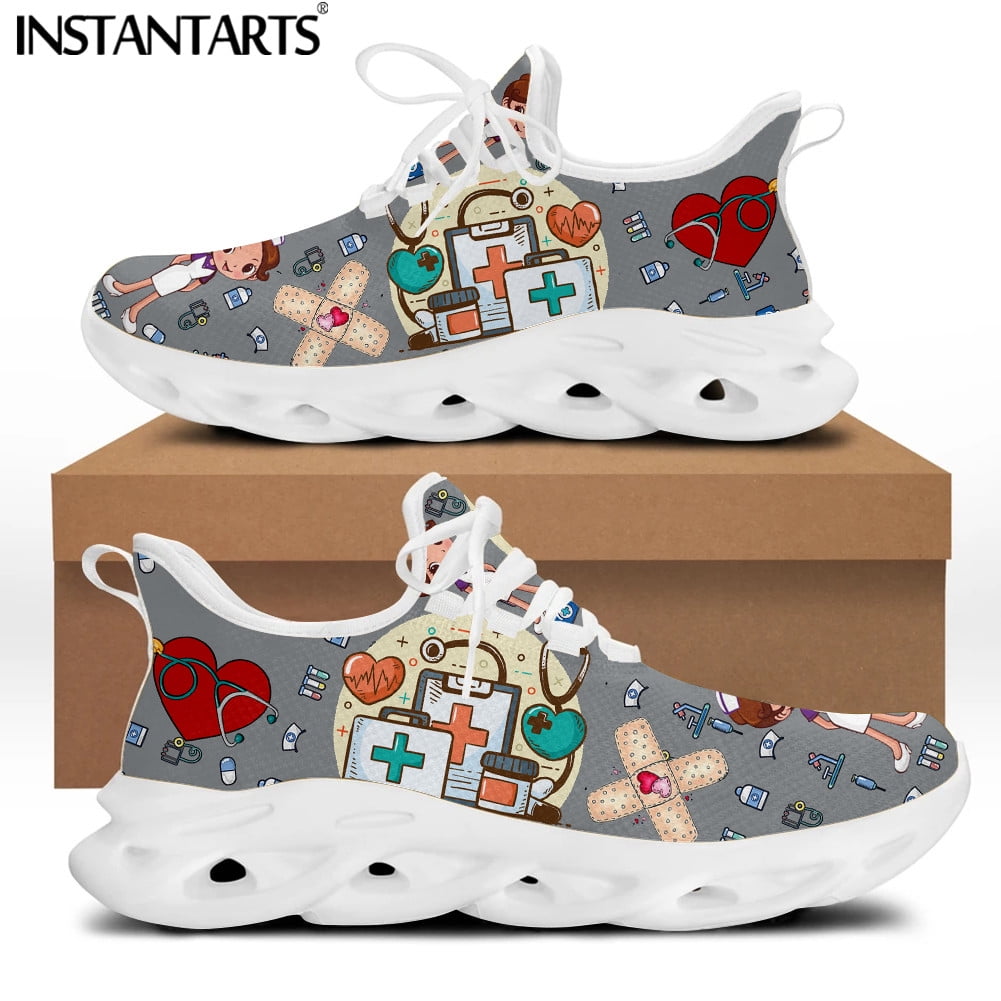 Cute Cartoon Nurse Doctor Medical Print Nurse Work Shoes for Women ...