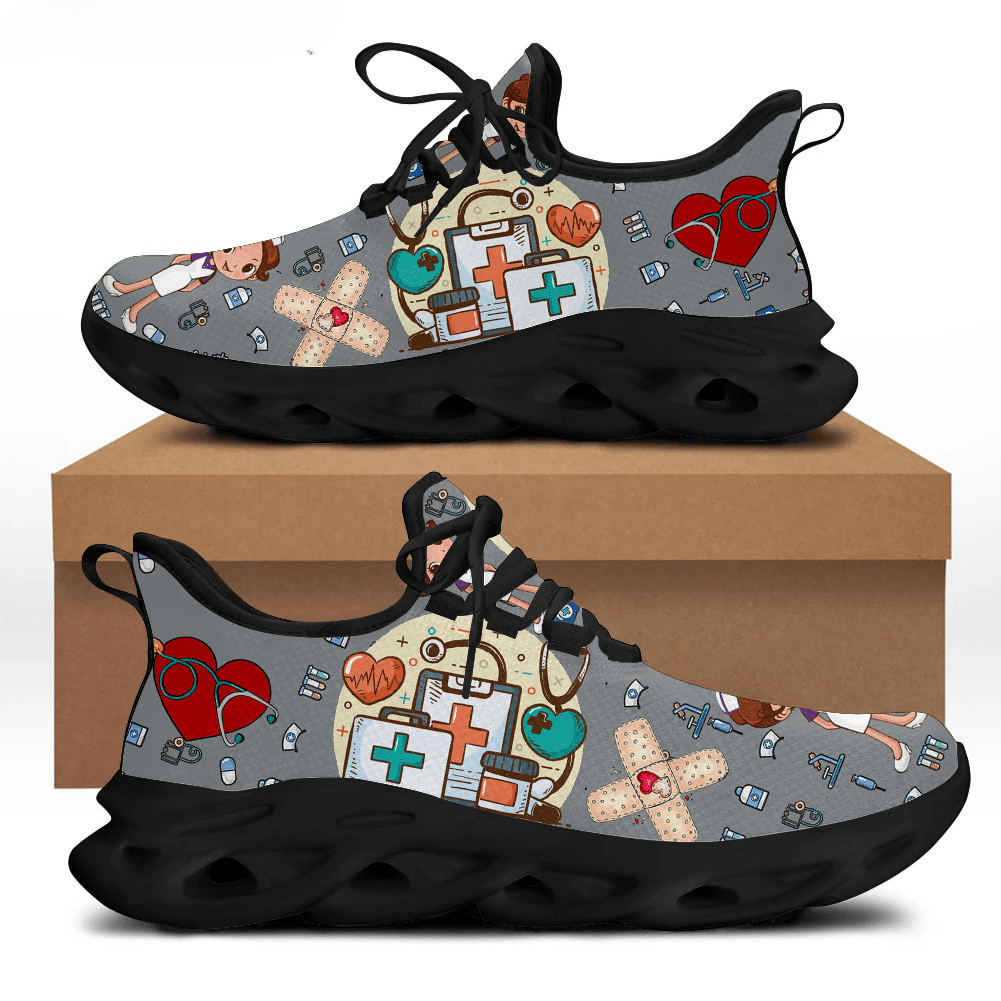 Cute Cartoon Nurse Doctor Medical Print Nurse Work Shoes for Women ...