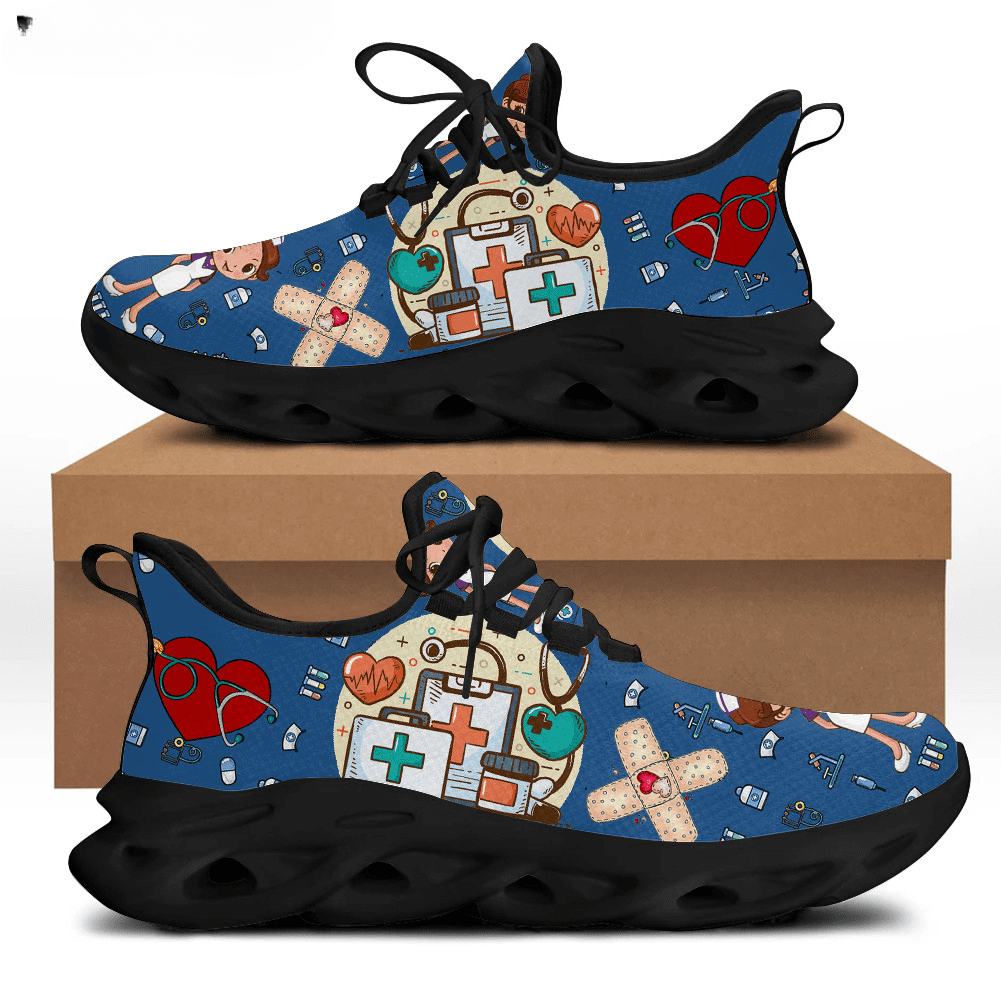 Cute Cartoon Nurse Doctor Medical Print Nurse Work Shoes for Women ...