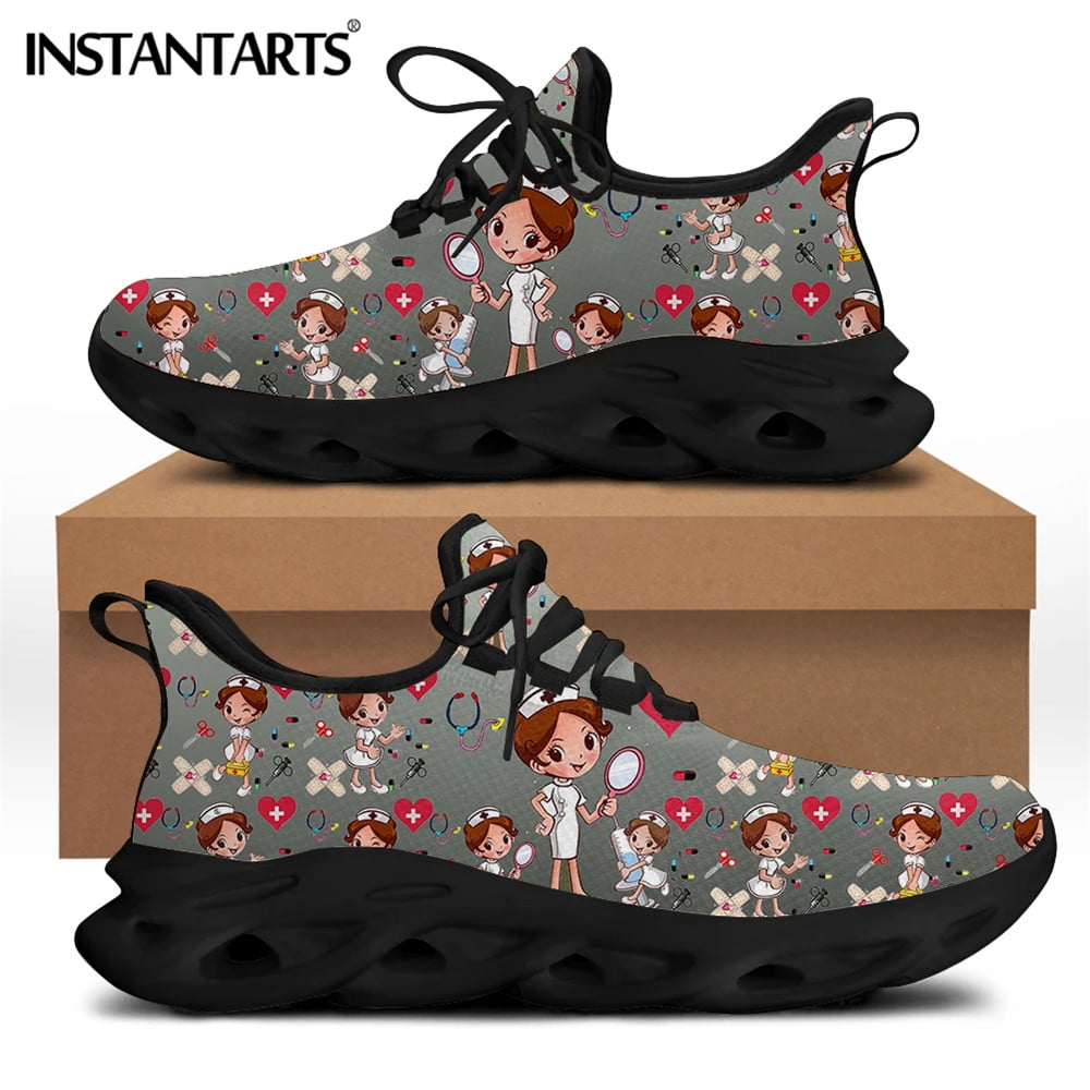 Cute Cartoon Nurse Doctor Premium Sketch Design Flats Women Lace-up ...