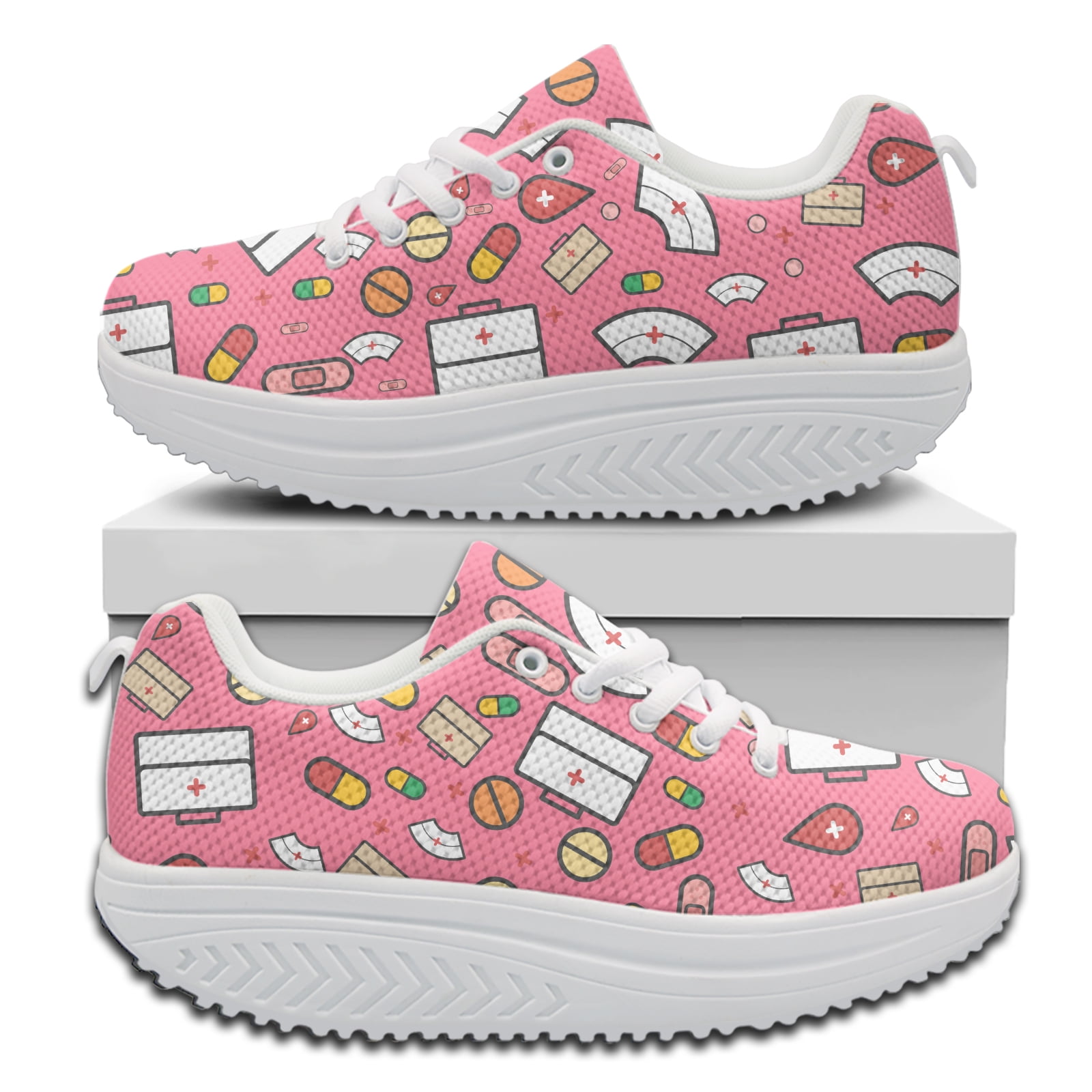 Cute Cartoon Nurse Pattern Running Shoes for Women 2024 Mesh Breathable ...