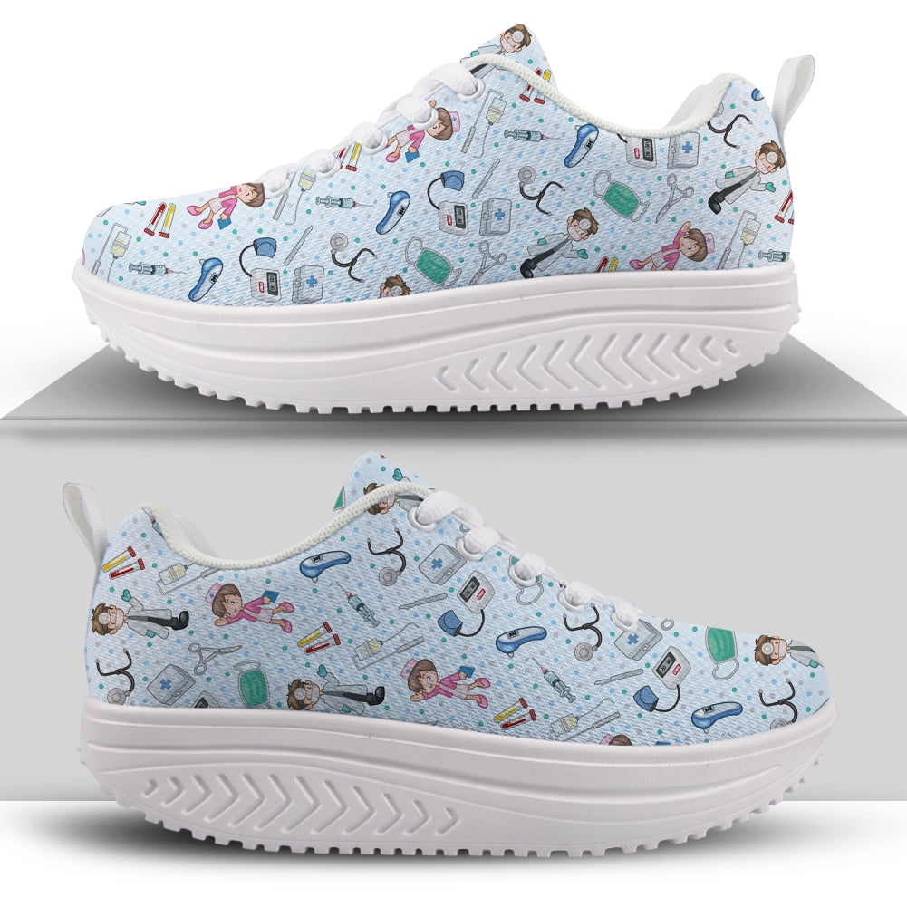 Cute Cartoon Nurse Pattern Running Shoes for Women 2024 Mesh Breathable ...
