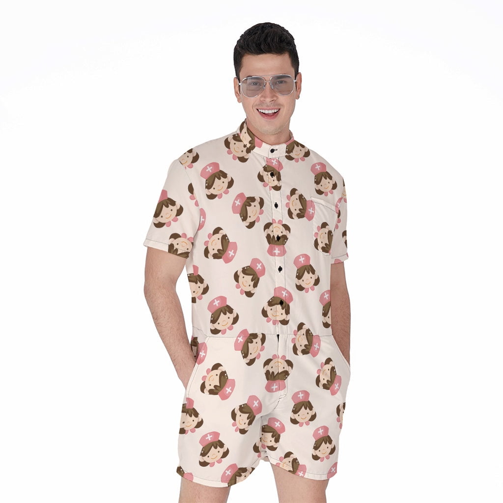 Cute Cartoon Nurse Pattern Short Sleeve Men'S Rompers, Cartoon Film ...