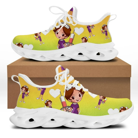 Cute Cartoon Nurse Women Flat Shoes Nursing Shoes Cool Female Running ...
