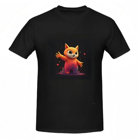 Cute Cartoon Orange Cat Graphic Cotton Short Sleeve T-Shirt for Women ...