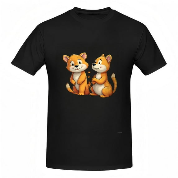 Cute Cartoon Orange Dogs Graphic Tee - Women's Cotton Short Sleeve T ...