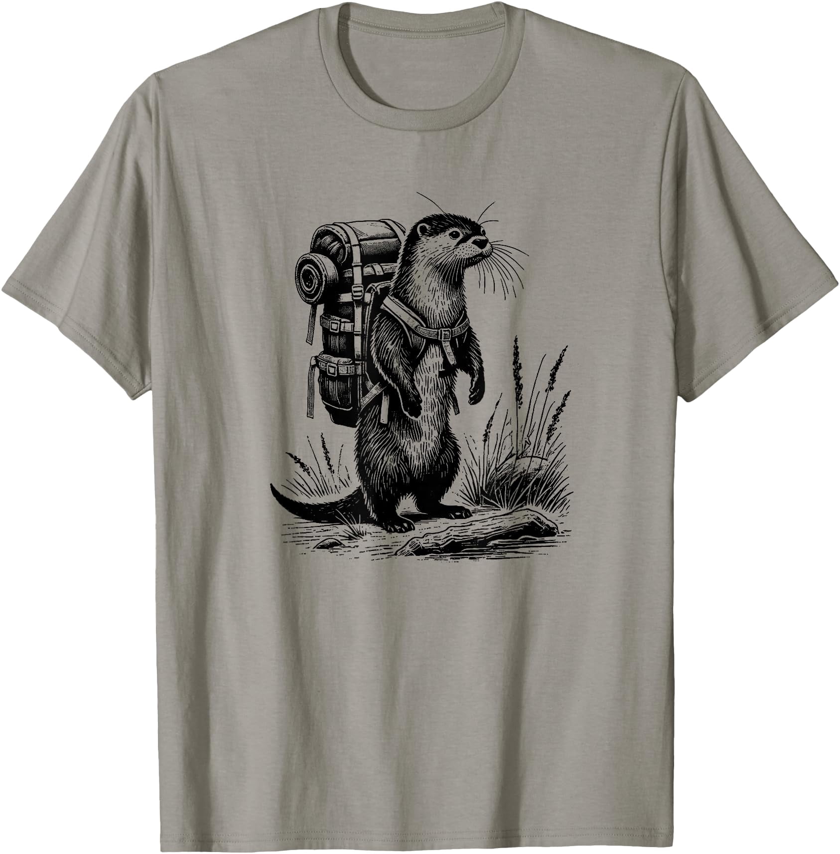 Cute Cartoon Otter Backpacking T-Shirt for Outdoor Adventure Lovers ...