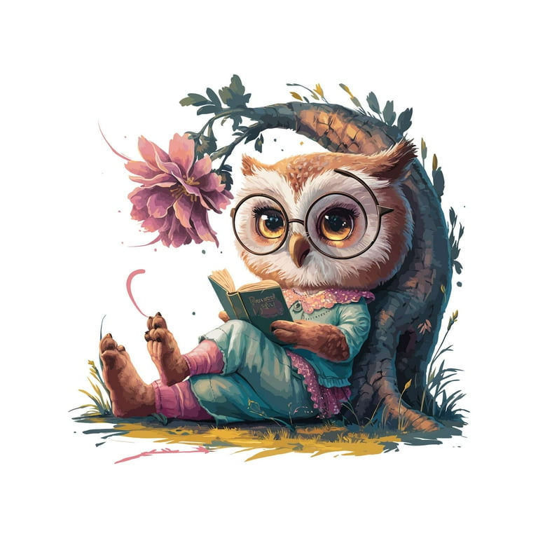 how to draw a owl reading a book