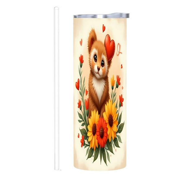 Cute Cartoon Panda 20 oz Stainless Steel Insulated Tumbler with Heart ...