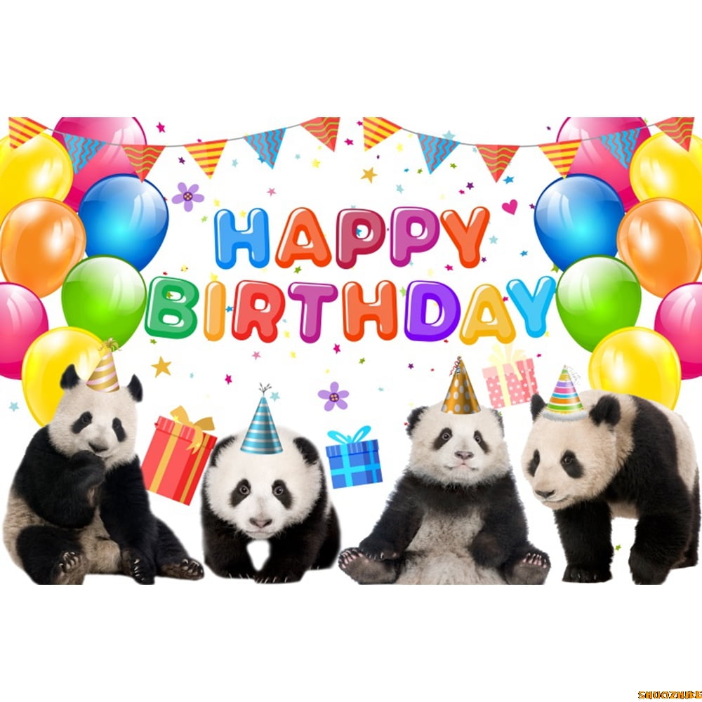 Cute Cartoon Panda Backdrop Bamboo Flowers Panda Banner for Baby Shower ...