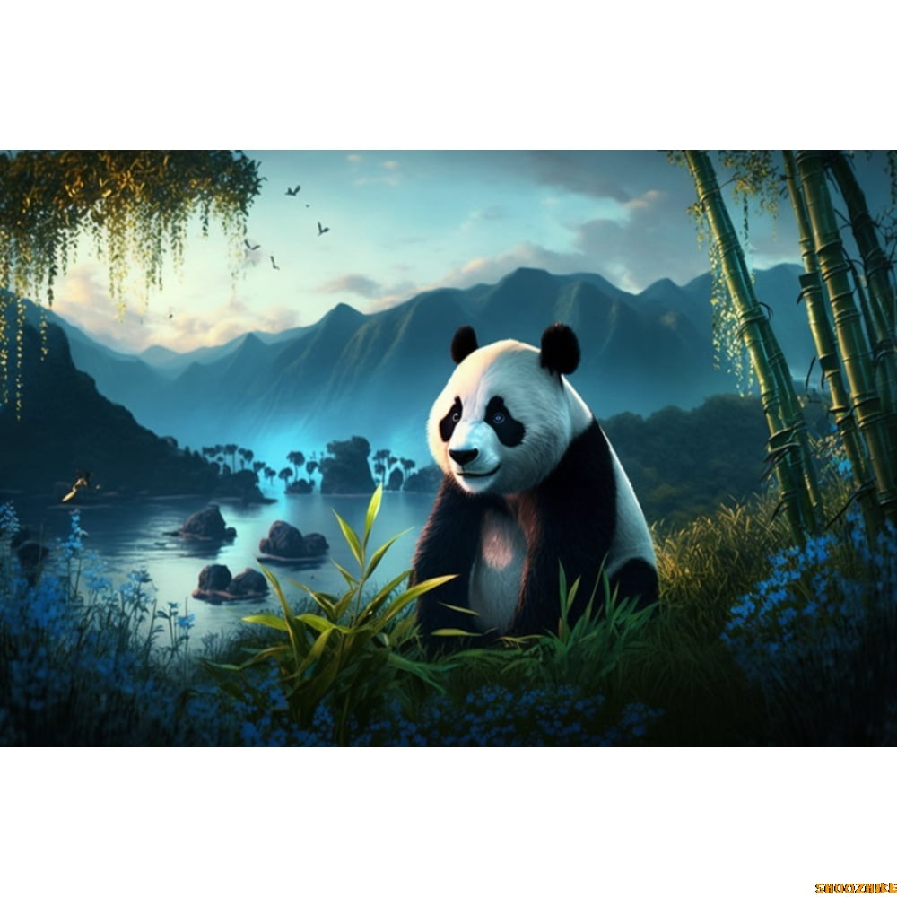 Cute Cartoon Panda Backdrop Bamboo Flowers Panda Banner for Baby Shower ...