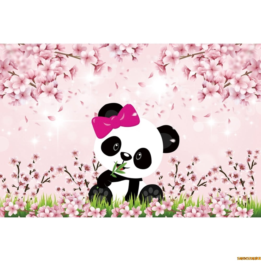 Cute Cartoon Panda Backdrop Bamboo Flowers Panda Banner for Baby Shower ...