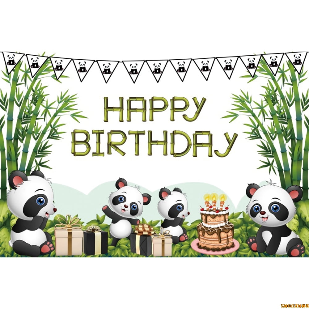 Cute Cartoon Panda Backdrop Bamboo Flowers Panda Banner for Baby Shower ...