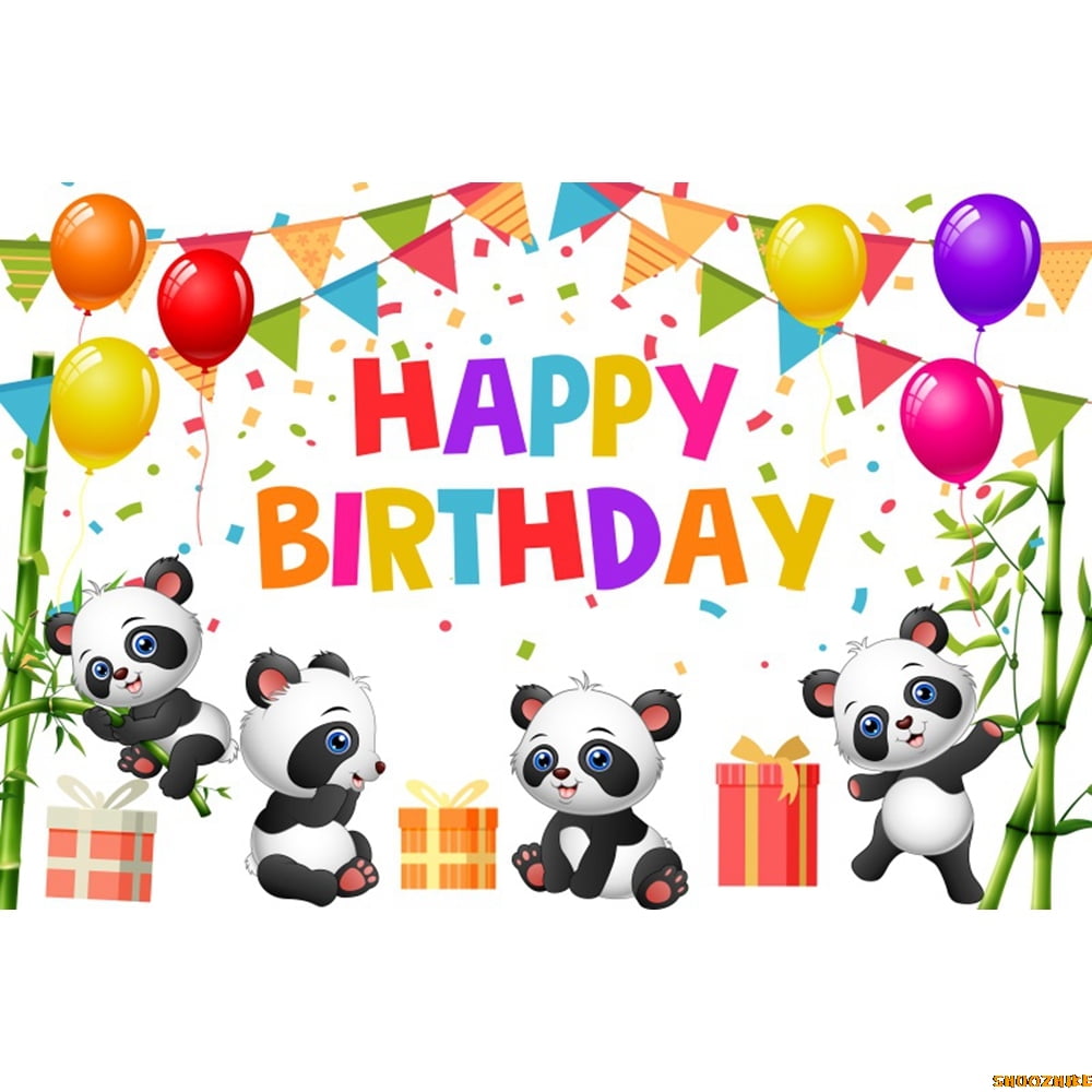 Cute Cartoon Panda Backdrop Bamboo Flowers Panda Banner for Baby Shower ...