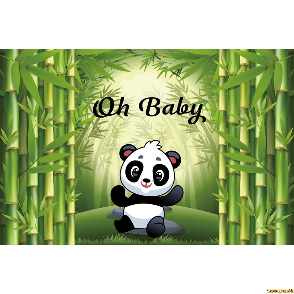Cute Cartoon Panda Backdrop Bamboo Flowers Panda Banner for Baby Shower ...
