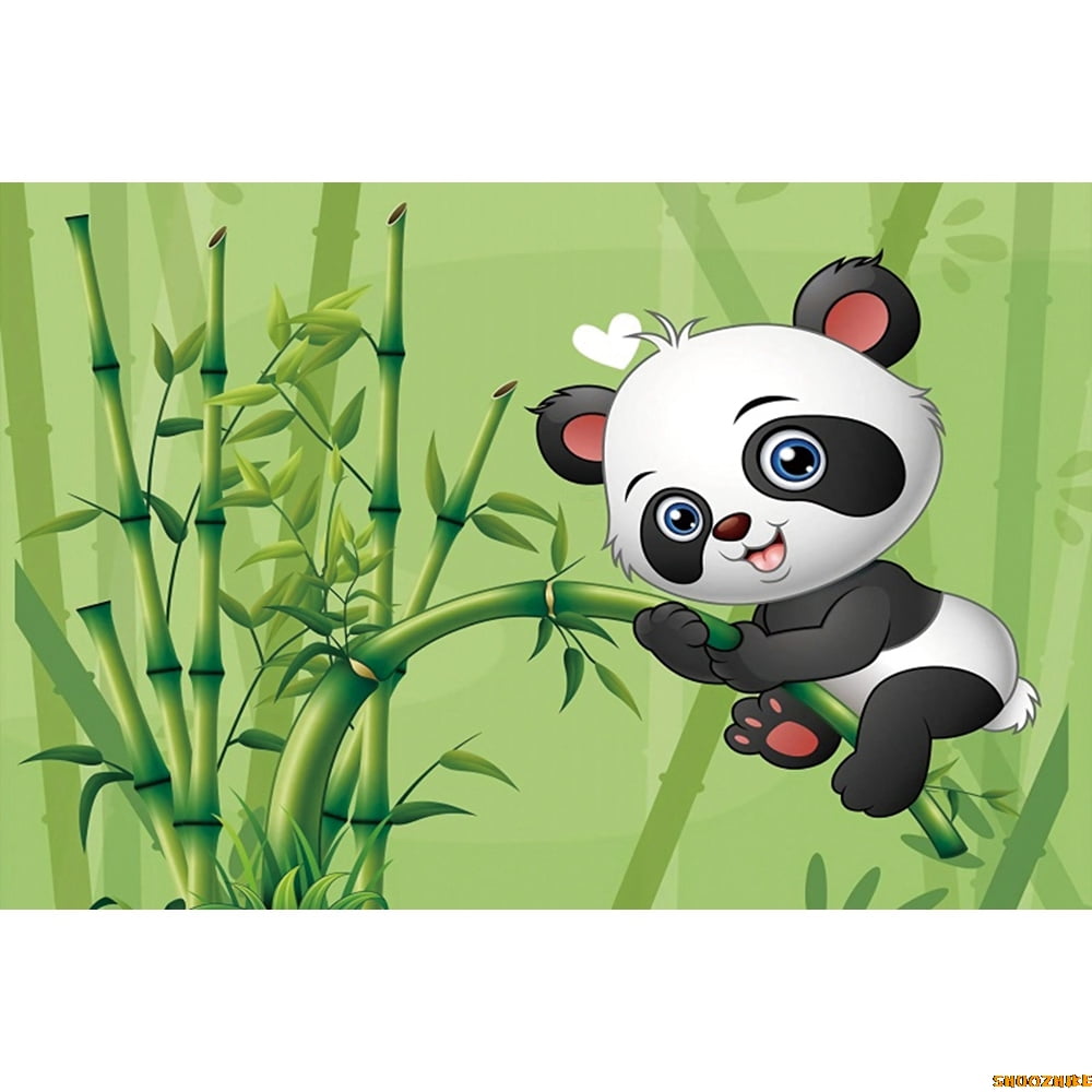 Cute Cartoon Panda Backdrop Bamboo Flowers Panda Banner for Baby Shower ...