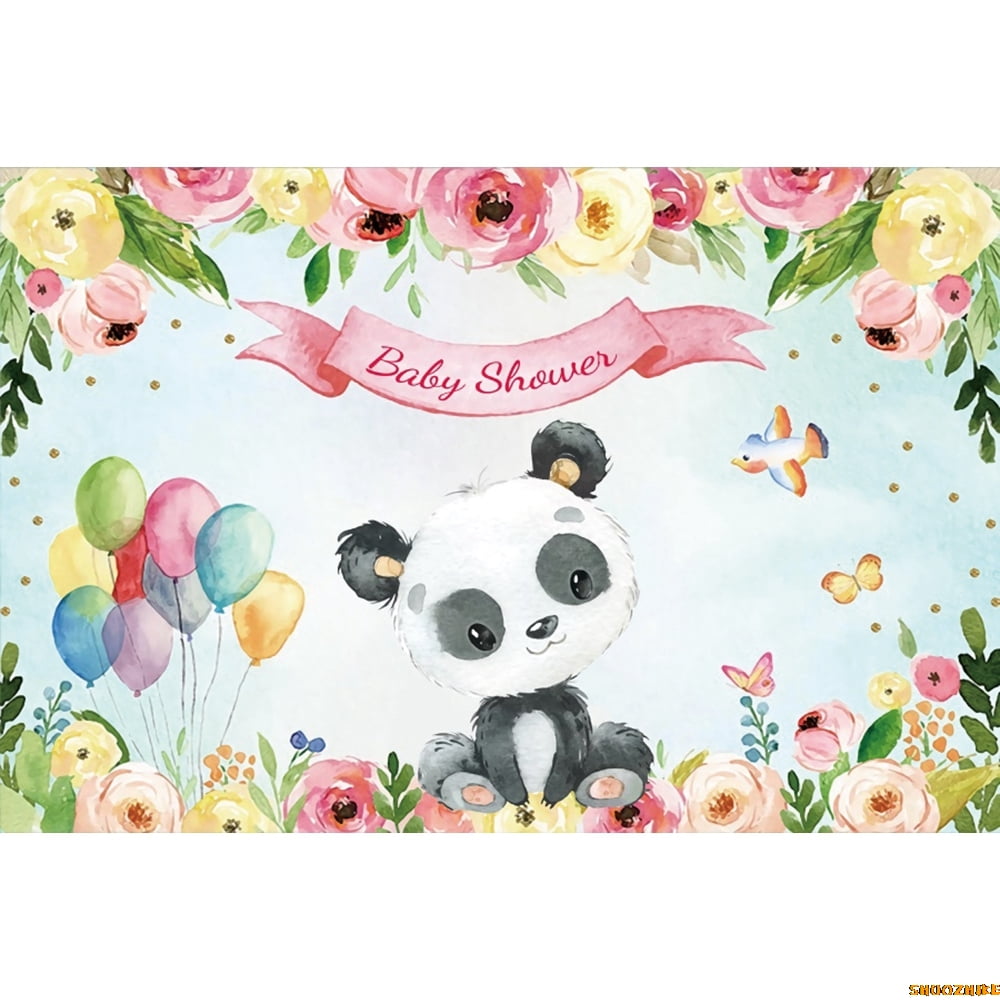 Cute Cartoon Panda Backdrop Bamboo Flowers Panda Banner for Baby Shower ...