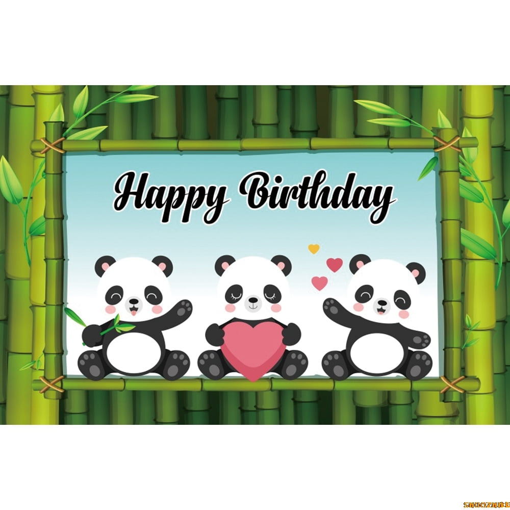 Cute Cartoon Panda Backdrop Bamboo Flowers Panda Banner for Baby Shower ...