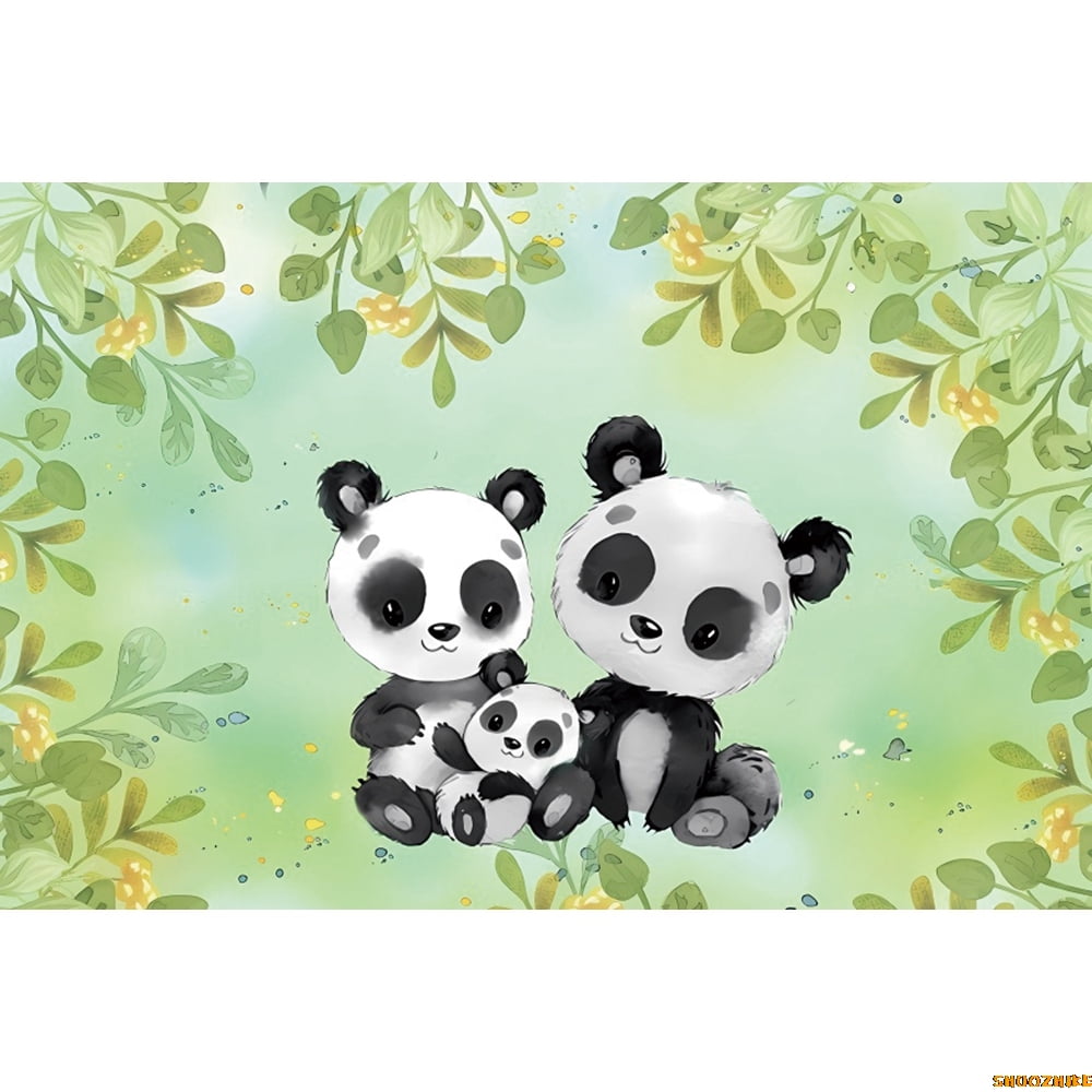Cute Cartoon Panda Backdrop Bamboo Flowers Panda Banner for Baby Shower ...