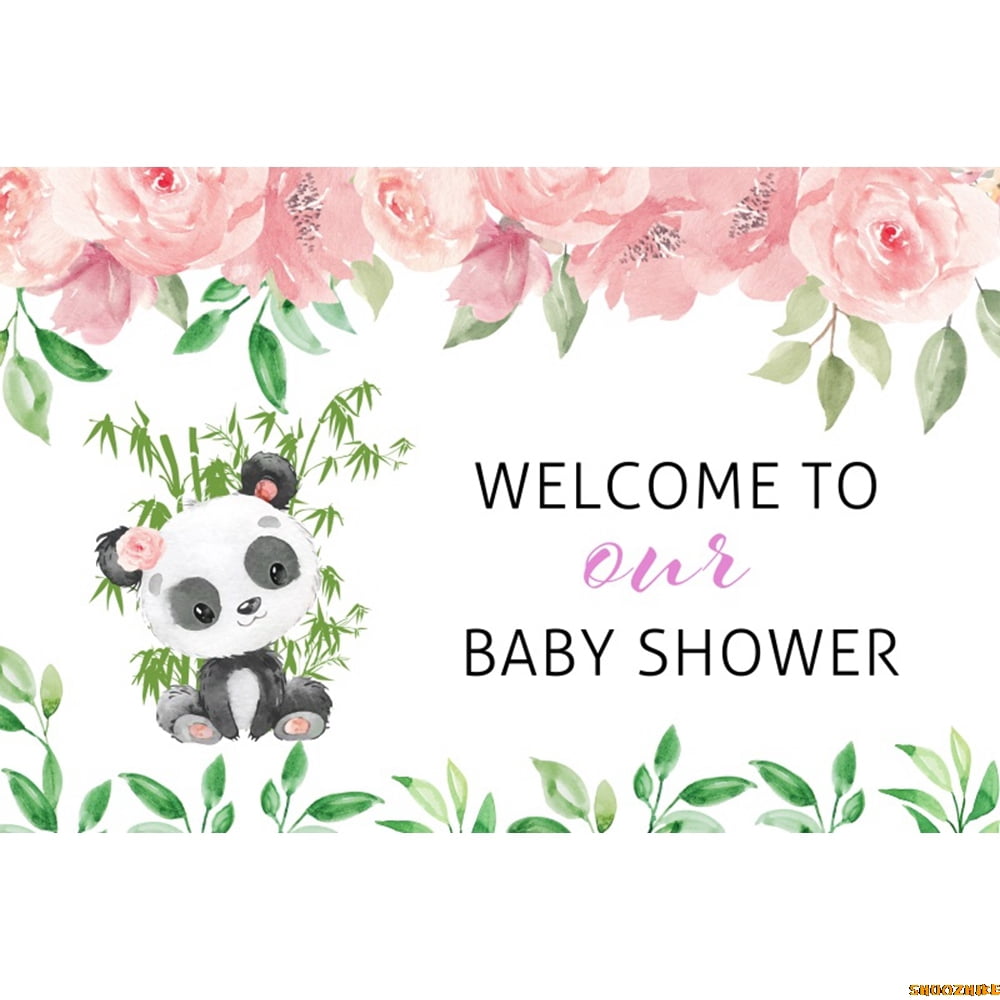 Cute Cartoon Panda Backdrop Bamboo Flowers Panda Banner for Baby Shower ...