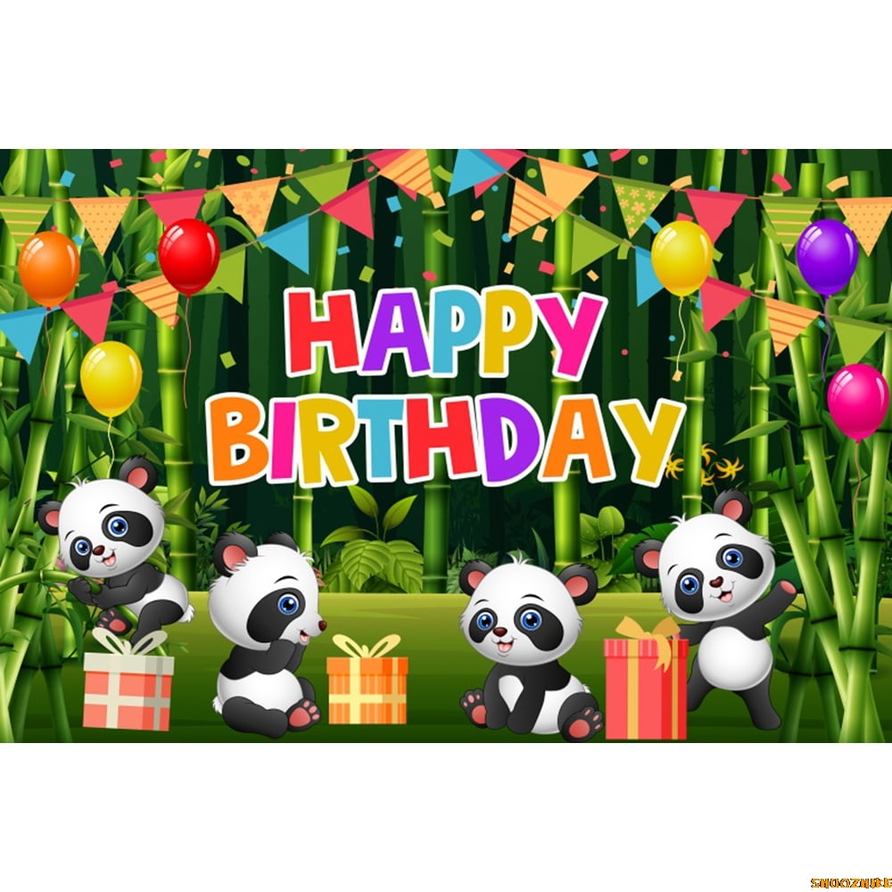 Cute Cartoon Panda Backdrop Bamboo Flowers Panda Banner for Baby Shower ...