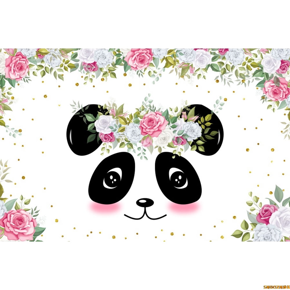 Cute Cartoon Panda Backdrop Bamboo Flowers Panda Banner for Baby Shower ...