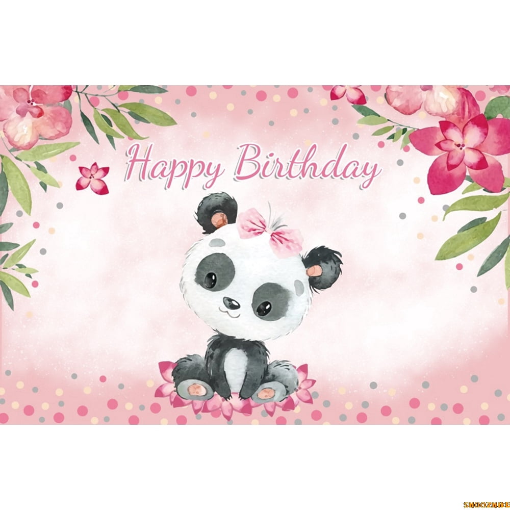 Cute Cartoon Panda Backdrop Bamboo Flowers Panda Banner for Baby Shower ...