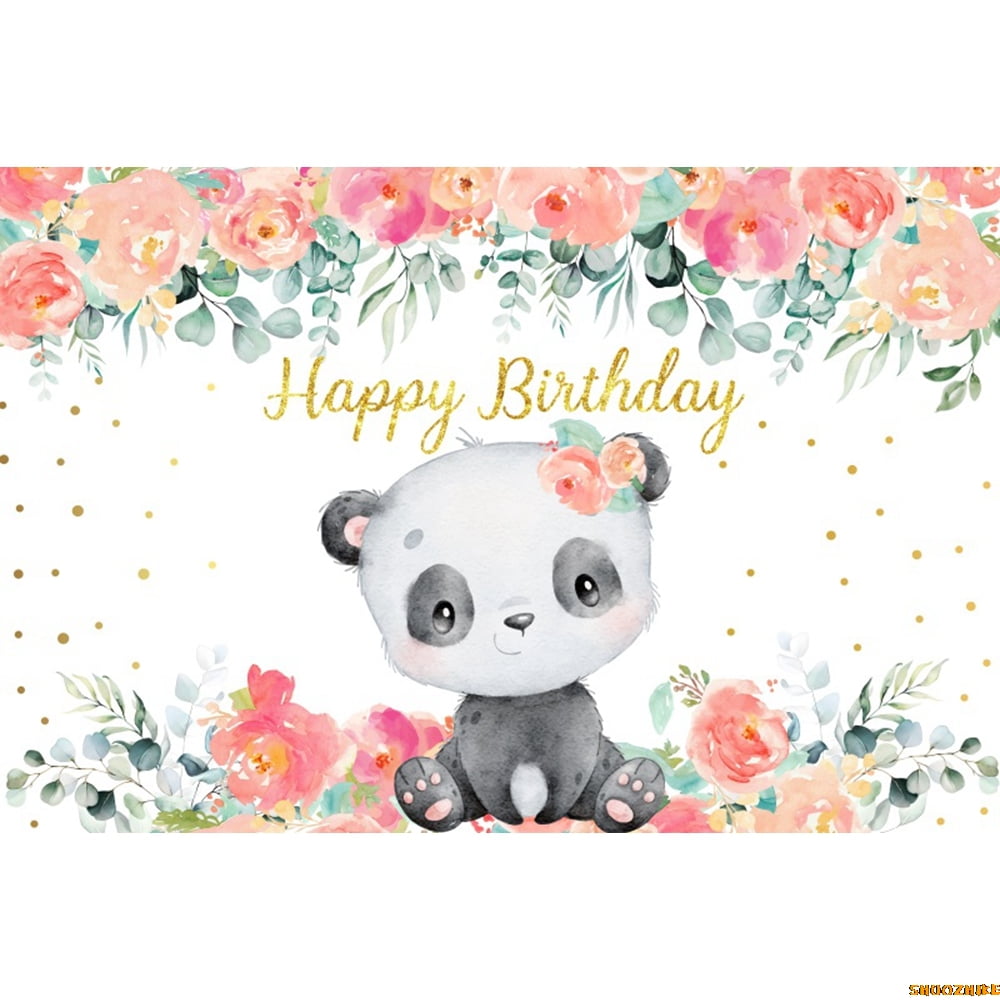 Cute Cartoon Panda Backdrop Bamboo Flowers Panda Banner for Baby Shower ...
