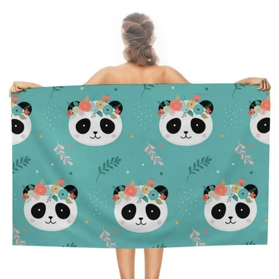 Cute Cartoon Panda Beach Towel Quick Dry Microfiber Soft Absorbent Bath ...