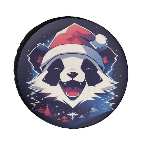 Cute Cartoon Panda Bear Wear Santa Hat Camping Spare Tire Cover Panda ...