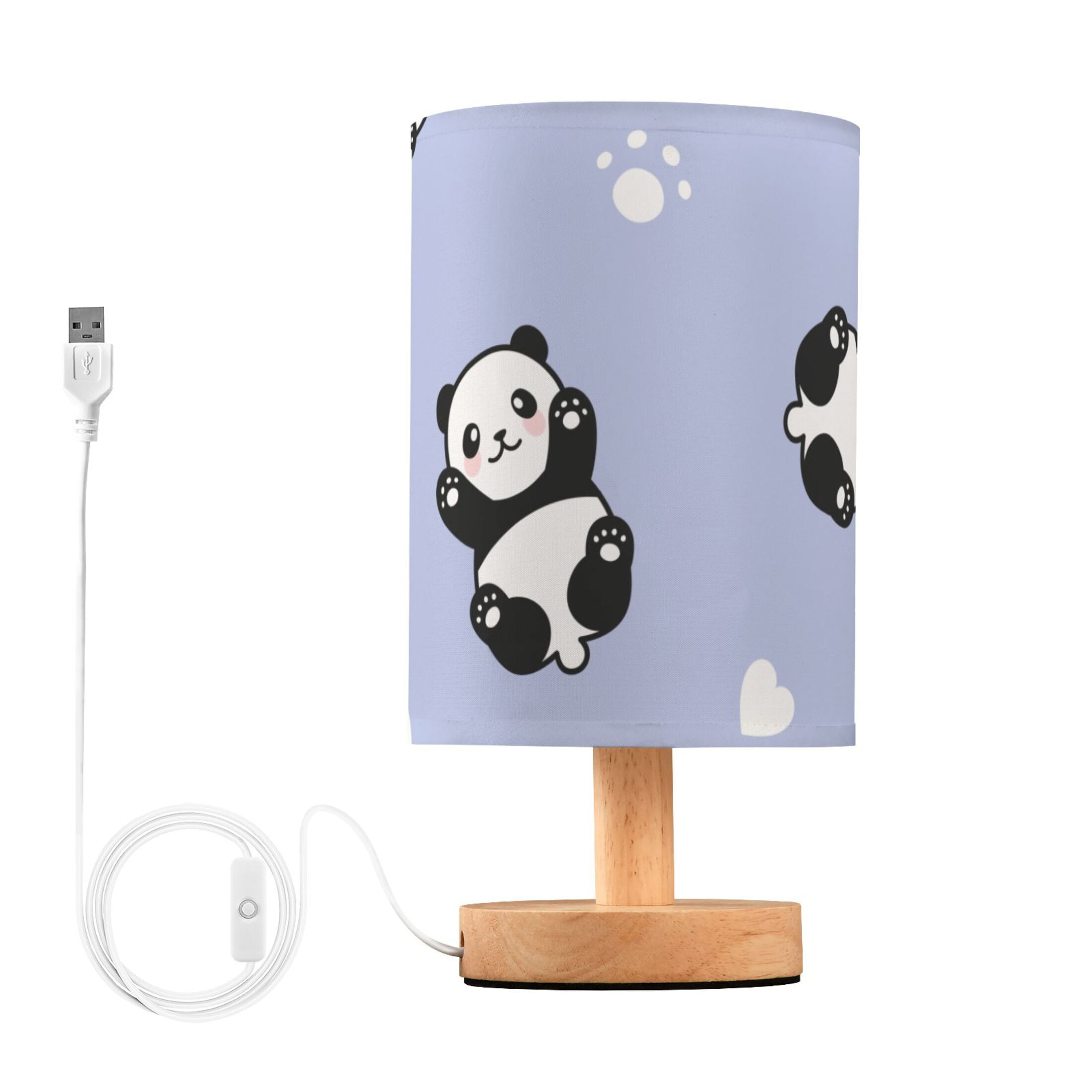 Cute Cartoon Panda Bedside Table Lamp LED Warm Lights with USB Charging ...