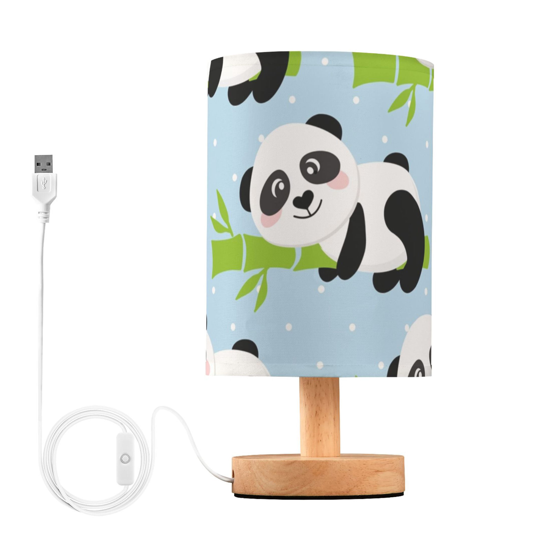 Cute Cartoon Panda Bedside Table Lamp LED Warm Lights with USB Charging ...